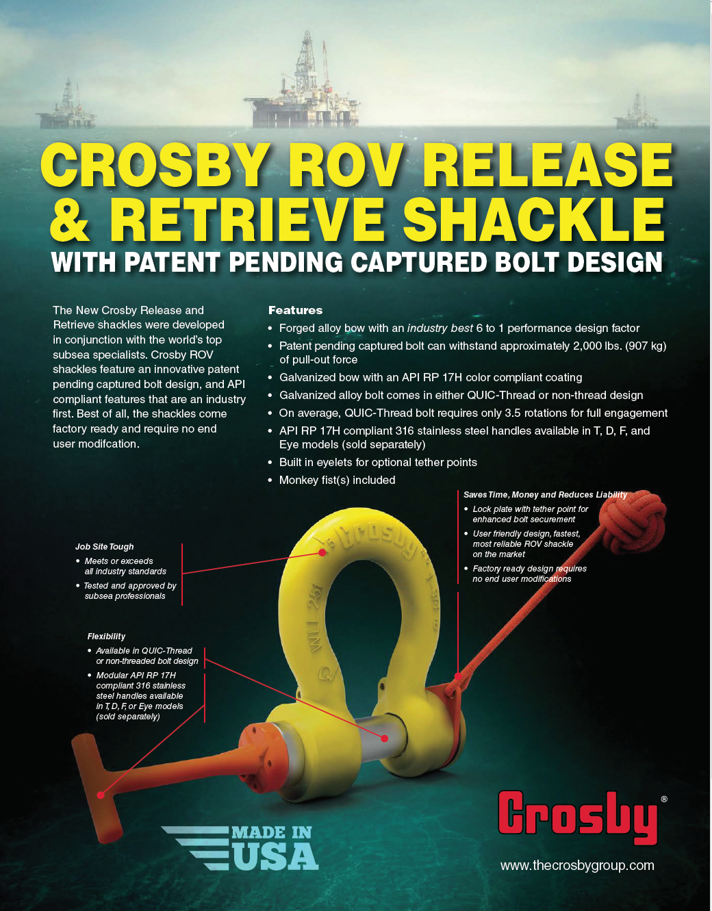 Crosby G-2100/G-2110 ROV Release & Retrieve Shackles | Crosby®